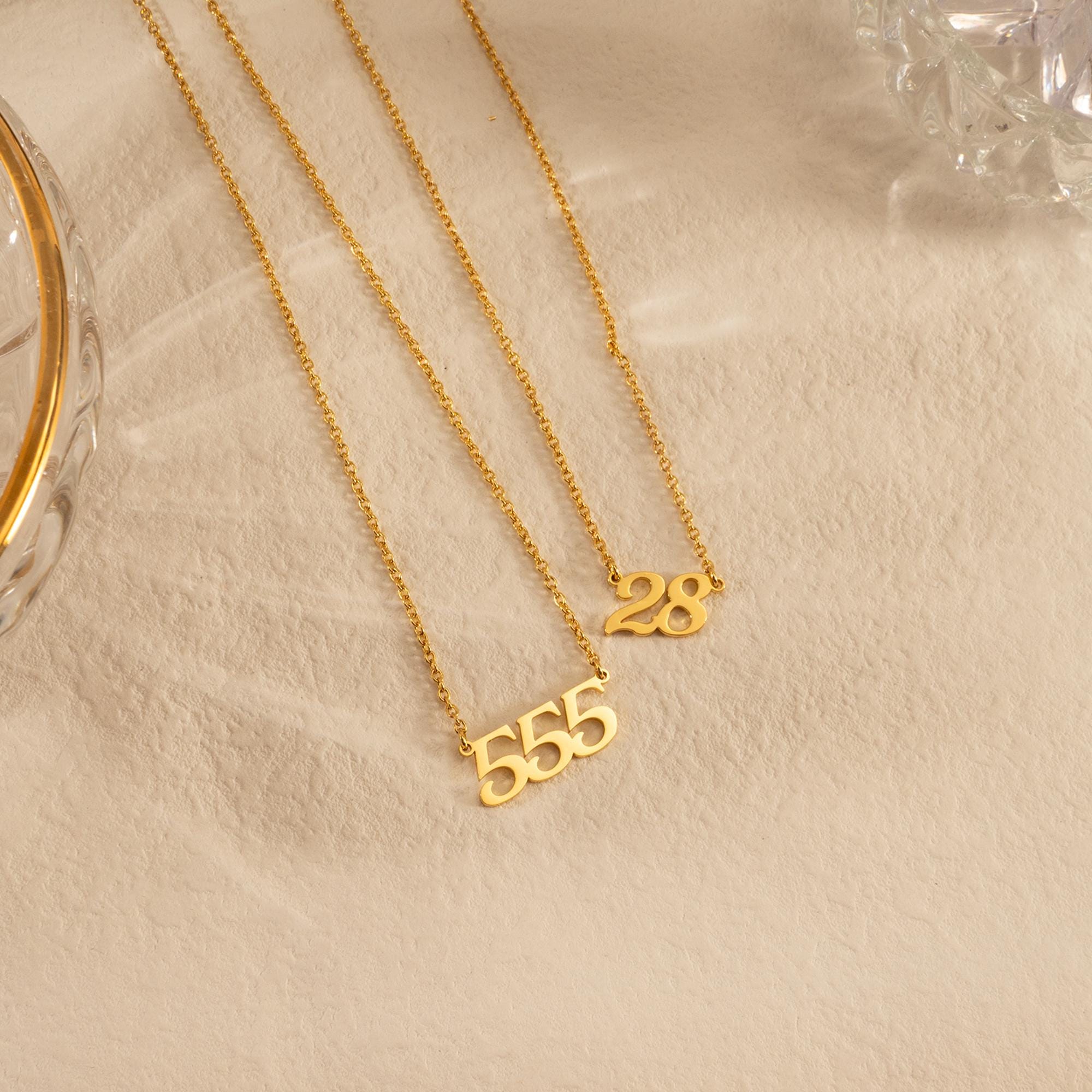 14K Gold Number Necklace, Lucky Number Necklace, Angel Number Necklace ...