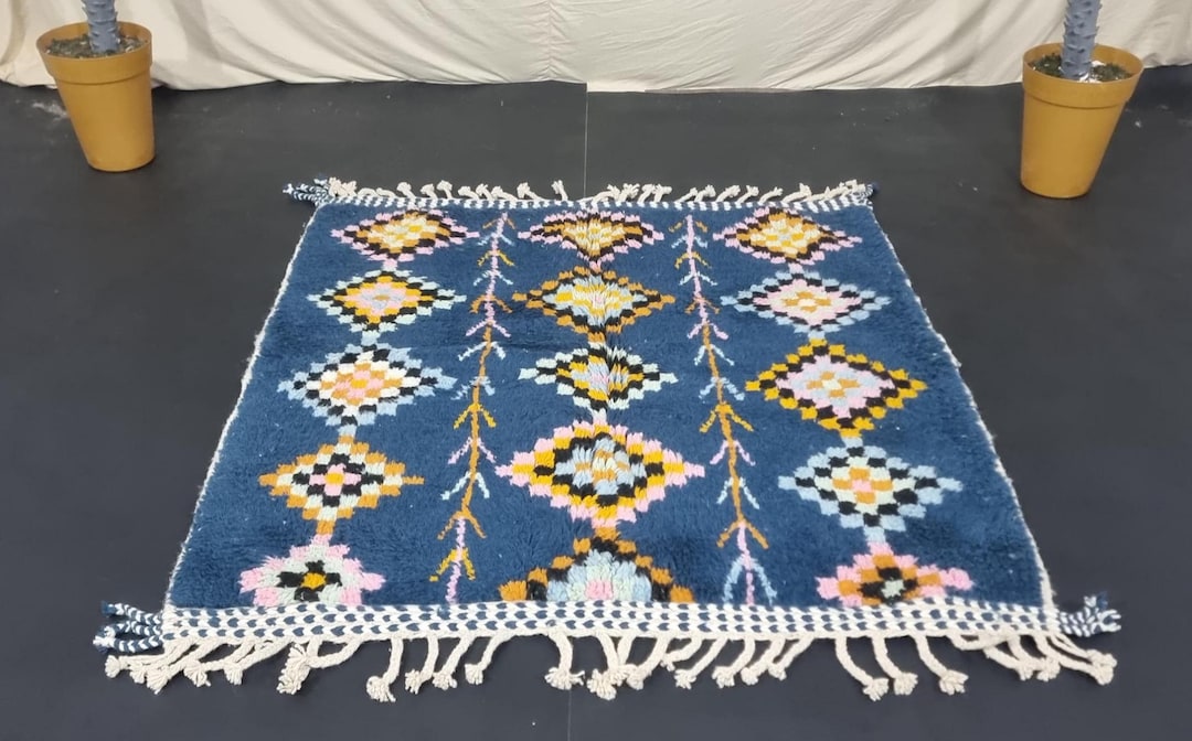 Handwoven Moroccan Wool Rug: Abstract Berber Design, High Pile - Etsy