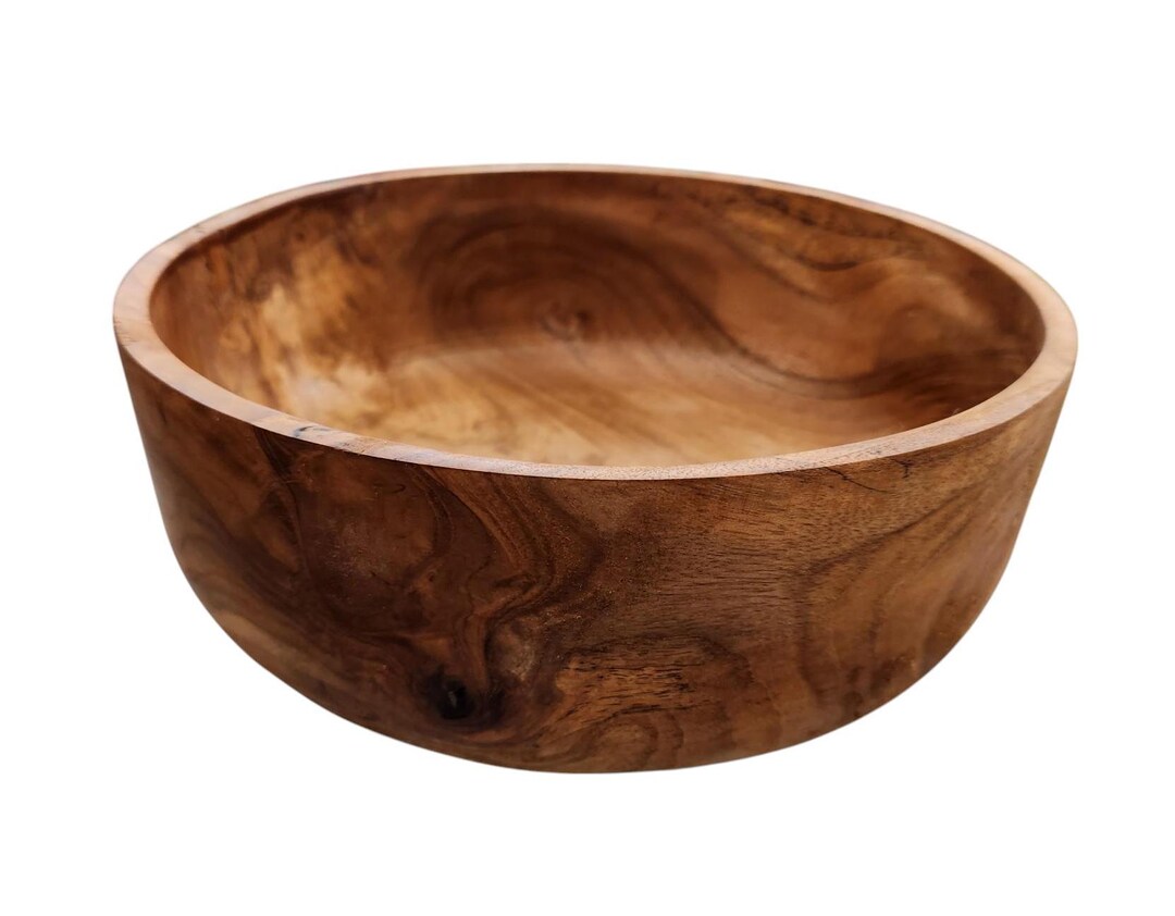 Large Rustic Teak Wooden Salad Bowl, Wooden Bowl, Salad Wood Bowl Table ...