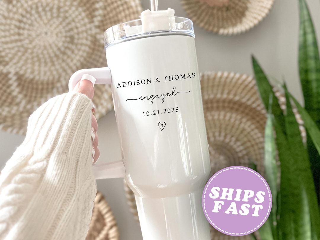 Personalized Engagement Tumbler 40oz Engaged Tumbler Bride to Be ...