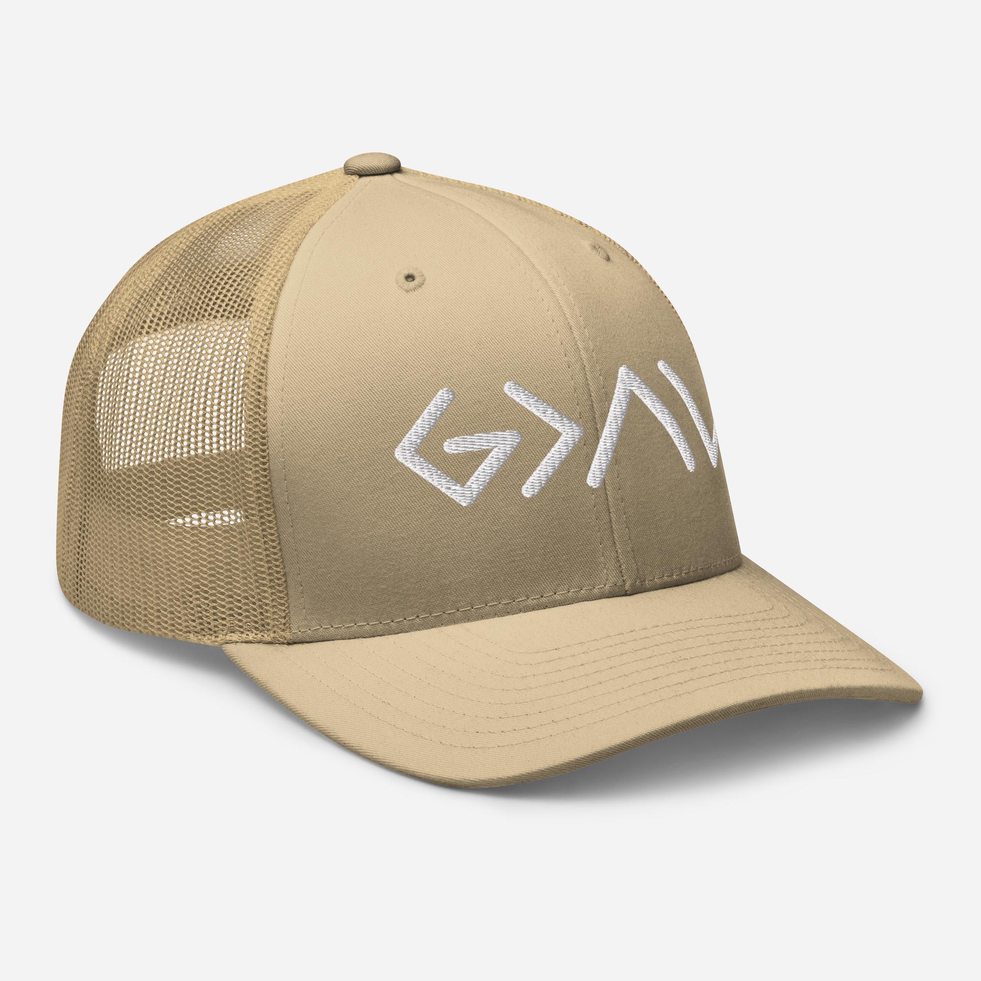 God is Greater Than the Highs and Lows Embroidered Trucker Cap ...