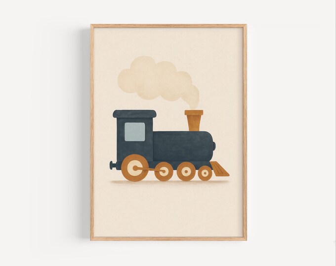 Steam Locomotive Print, Train Printable, Train Decor, Transportation ...