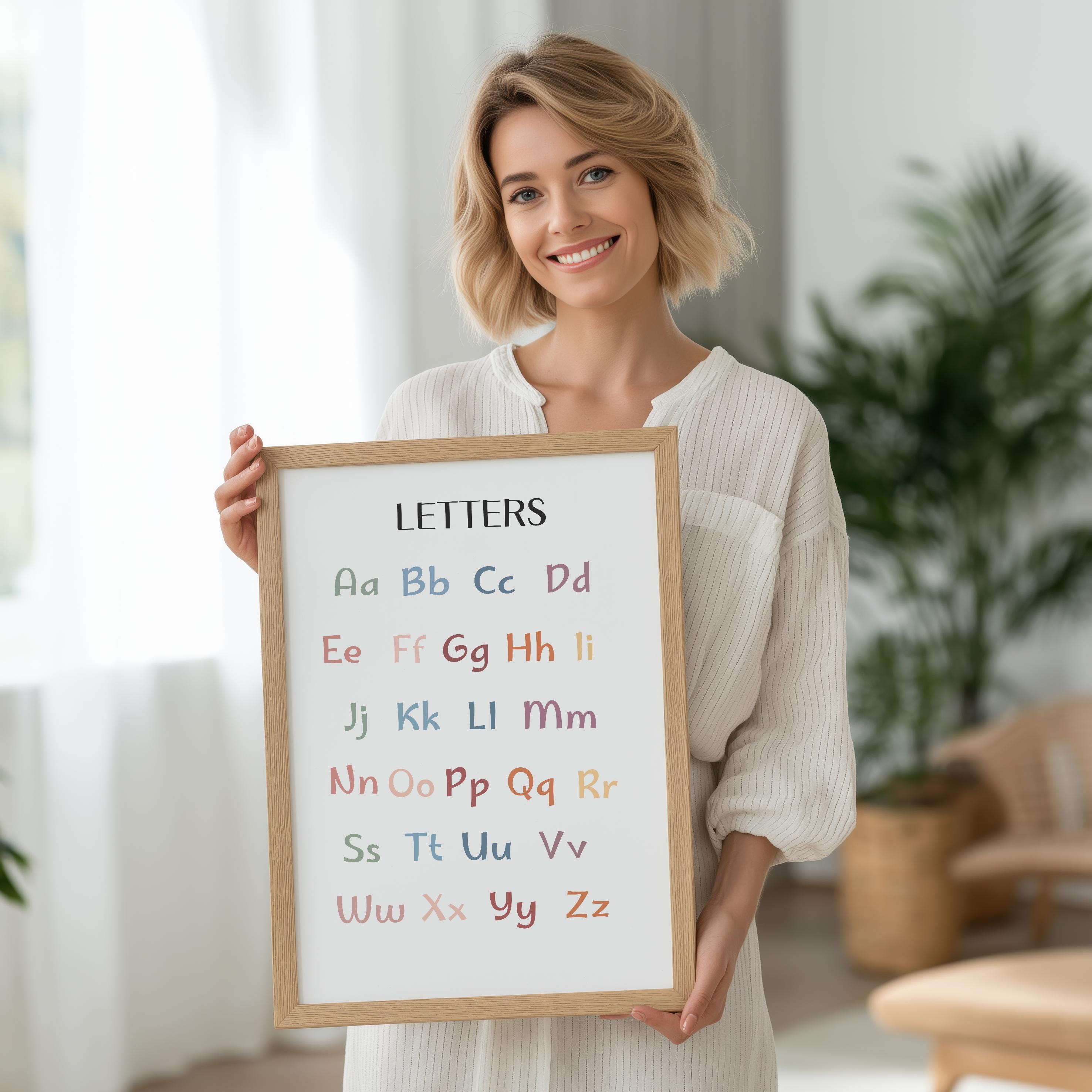 Rainbow Alphabet Handwriting Chart: Educational Classroom Art (digital ...