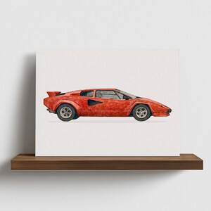 Lamborghini Countach Red Supercar Poster – 80s Retro Car Wall Art, Kids ...
