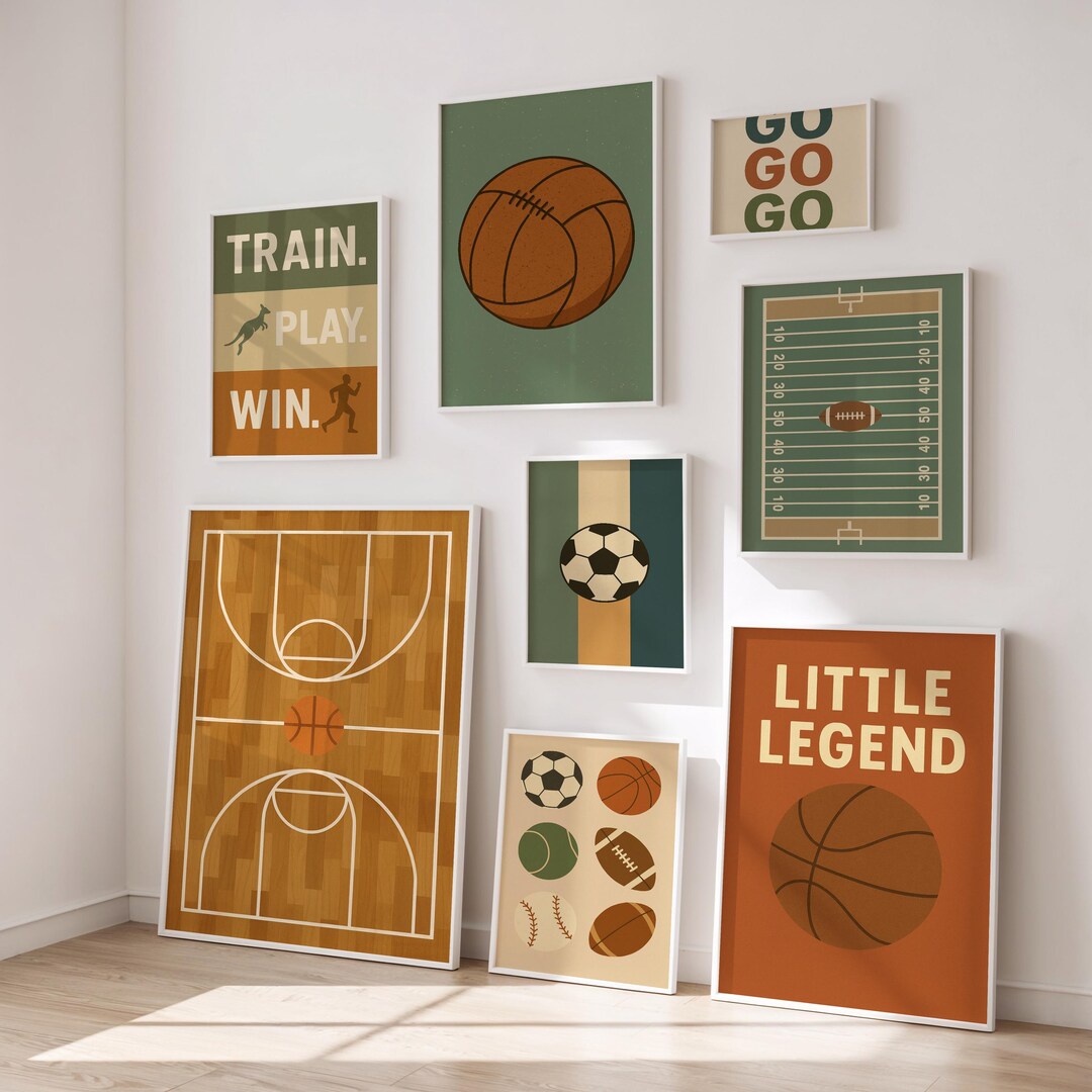 Kids Room Wall Art Bundle, Sports Icons Motivational Posters for Kids ...