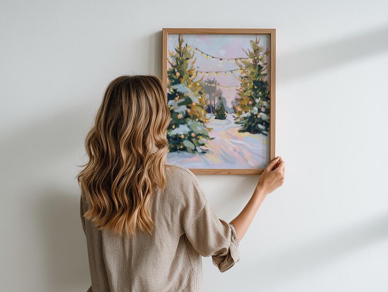 Christmas Tree Lights Poster – Snowy Pine Forest Holiday Décor - Etsy
