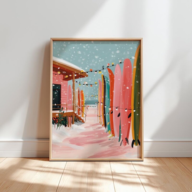 Santa Surfboard Wall Art - Etsy