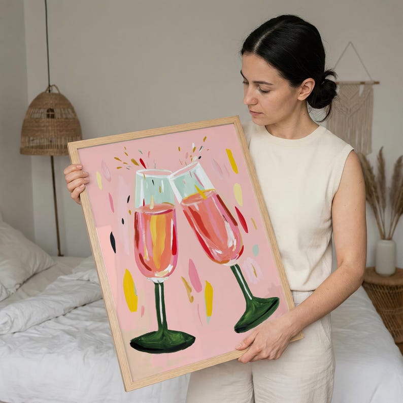 Ilustración de copas de champán / Arte mural moderno para celebraciones ...