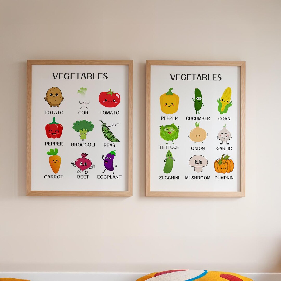Vegetable Learning Chart Colorful Educational Posters for Toddlers - Etsy