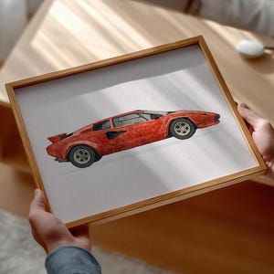 Lamborghini Countach Red Supercar Poster – 80s Retro Car Wall Art, Kids ...