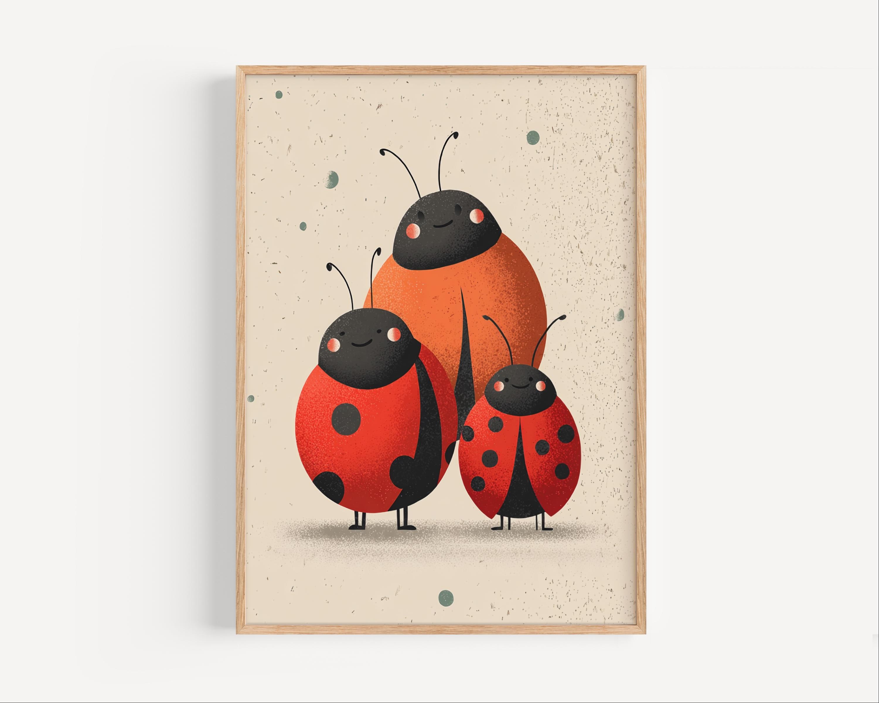 Ladybug Family Digital Wall Art – Cute Printable Insect Poster for ...