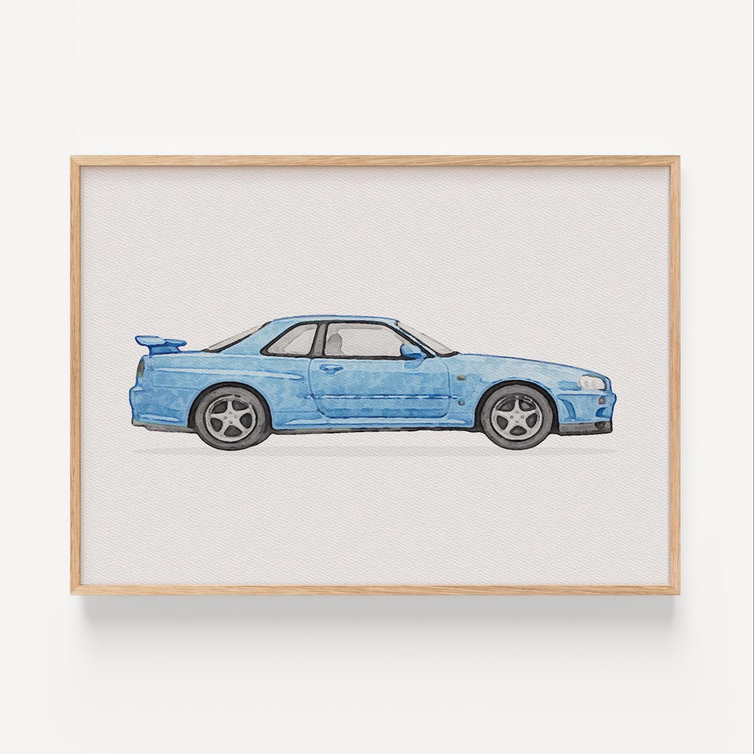 Skyline GT-R R34 Poster – JDM Car Wall Art Print for Boys Room, Garage ...