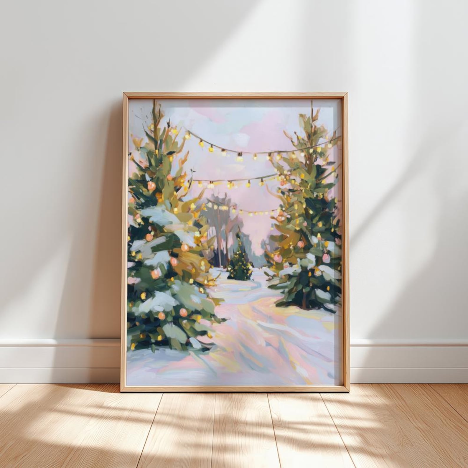 Christmas Tree Lights Poster – Snowy Pine Forest Holiday Décor - Etsy