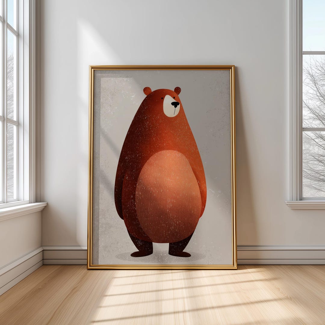 Big Brown Bear Poster – Cute and Cozy Wall Art for Baby Nursery, Kids ...