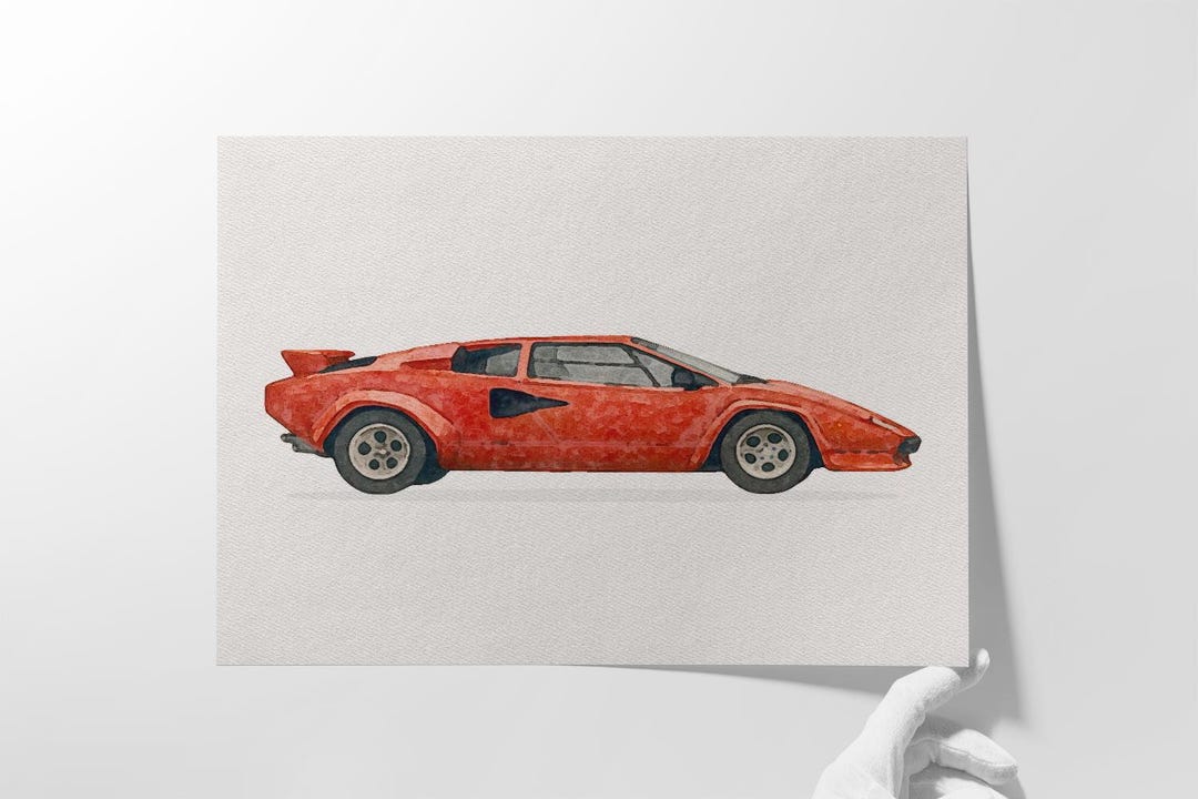Lamborghini Countach Red Supercar Poster – 80s Retro Car Wall Art, Kids ...