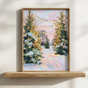 Christmas Tree Lights Poster – Snowy Pine Forest Holiday Décor - Etsy