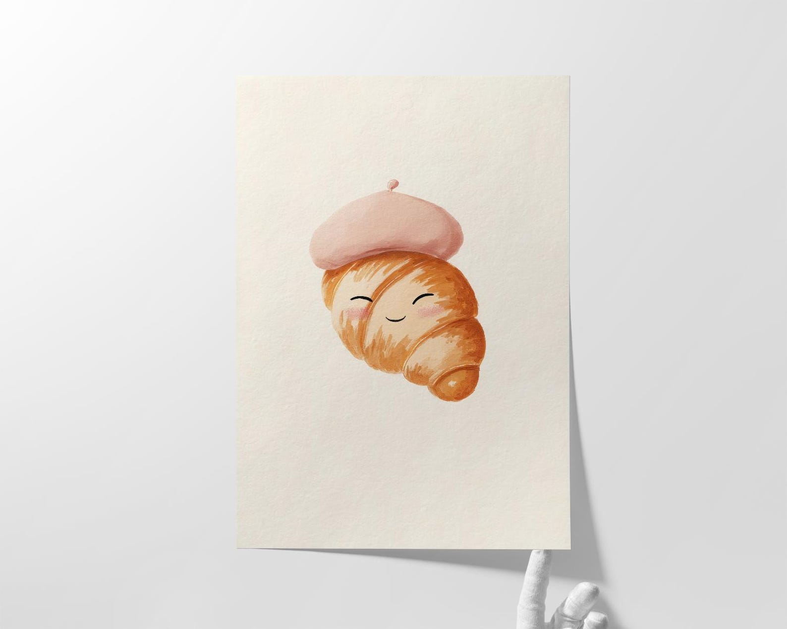 Smiling Croissant Digital Art Printable | Cute French Kitchen Wall ...