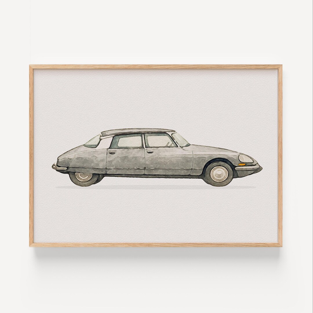 Citroën DS Classic Car Wall Art – Retro French Auto Watercolor Poster ...