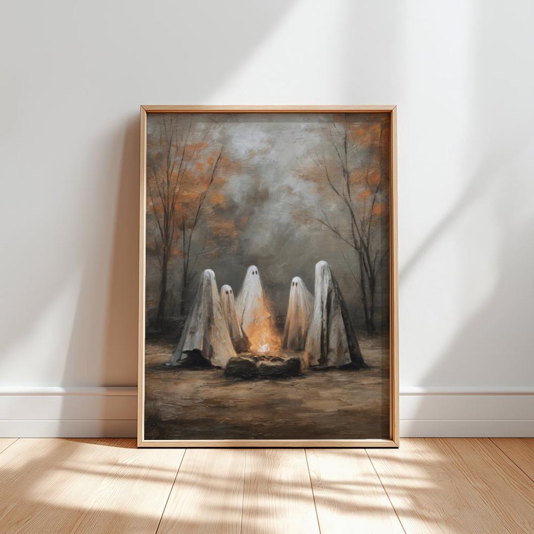 Ghosts Around Campfire: Spooky Halloween Art Print (digital Download ...