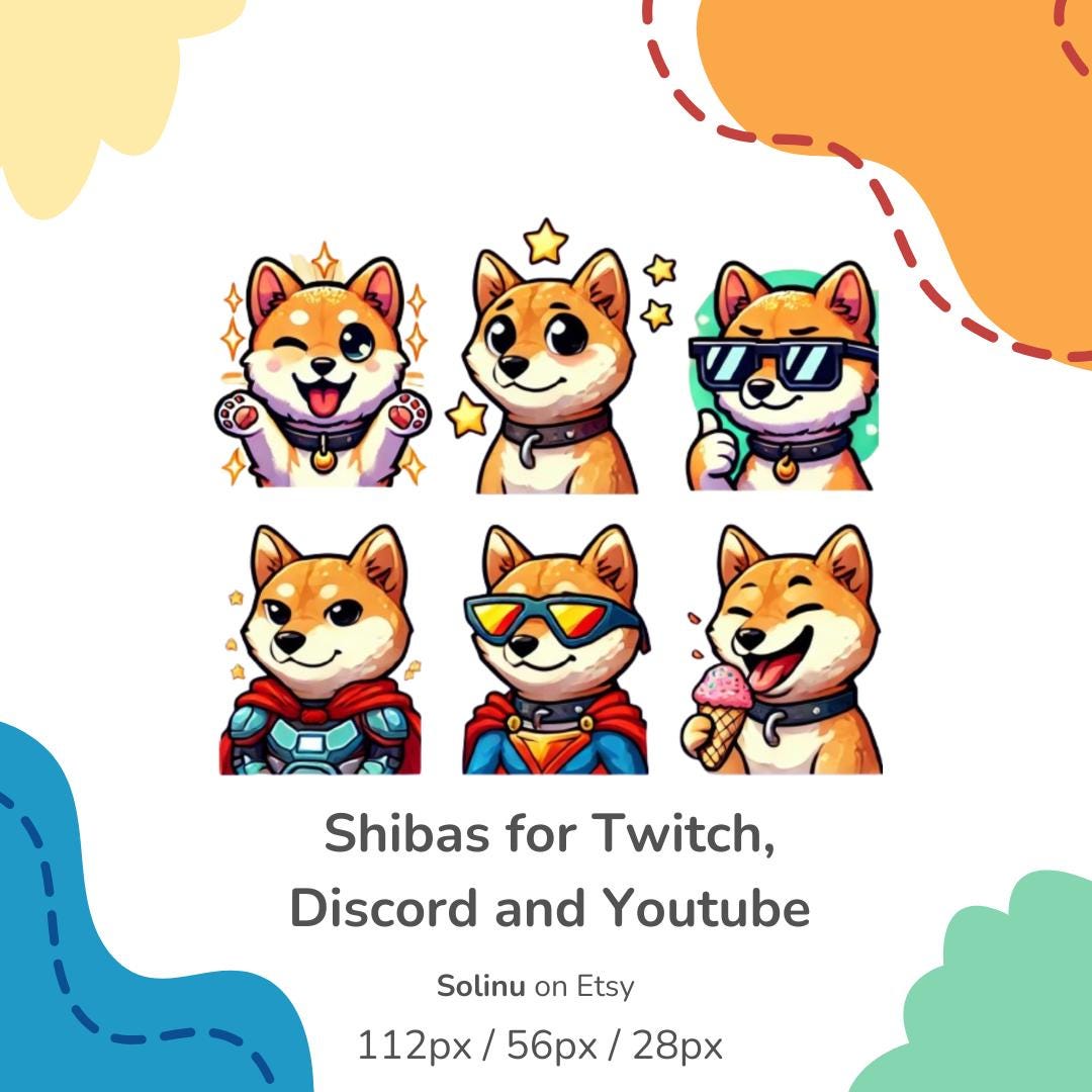6 Shiba Inu Emotes - Discord Emotes Pack | Emotes for Twitch | Youtube ...