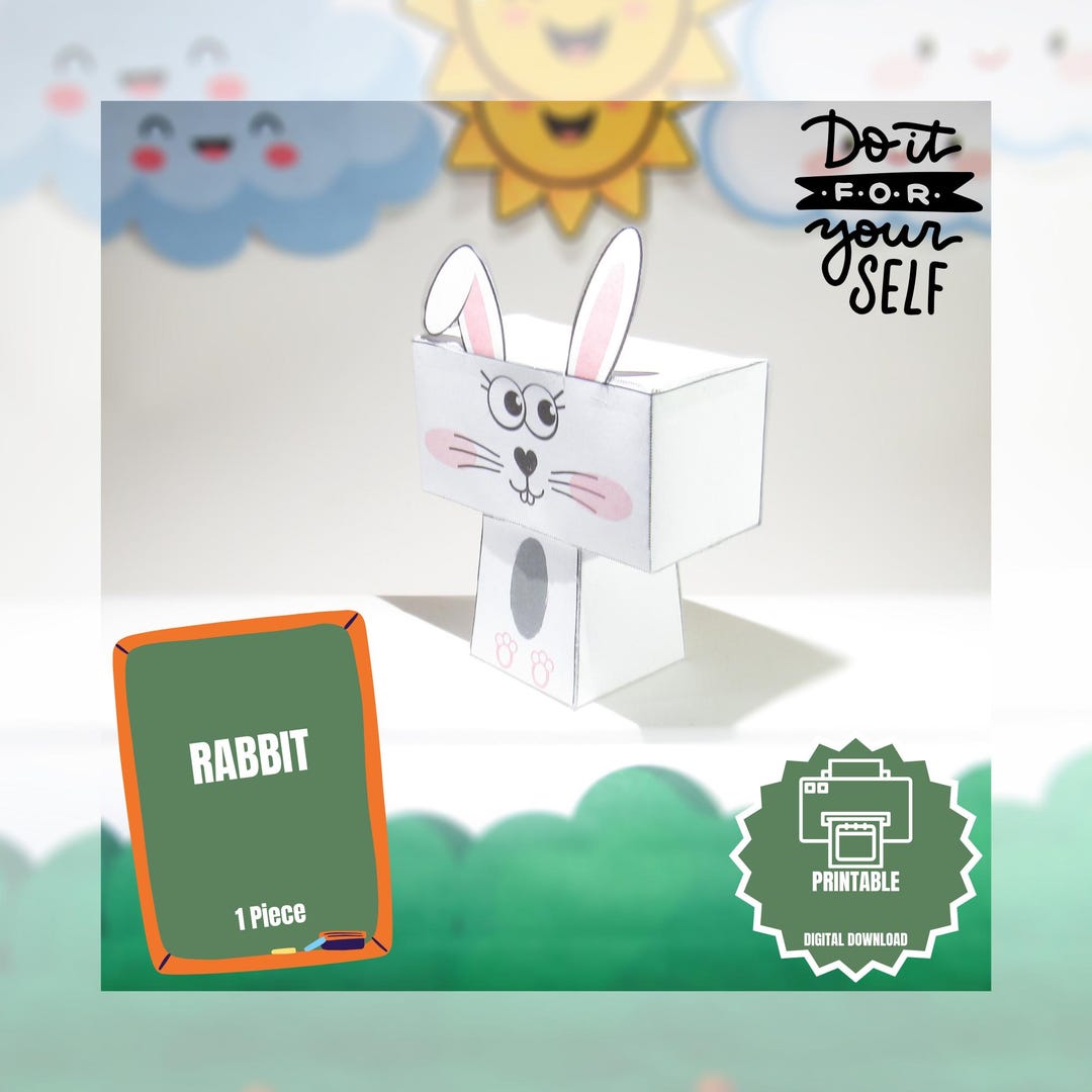 Rabbit Animal Paper Craft,printable Paper Craft for Kid,animal Craft ...