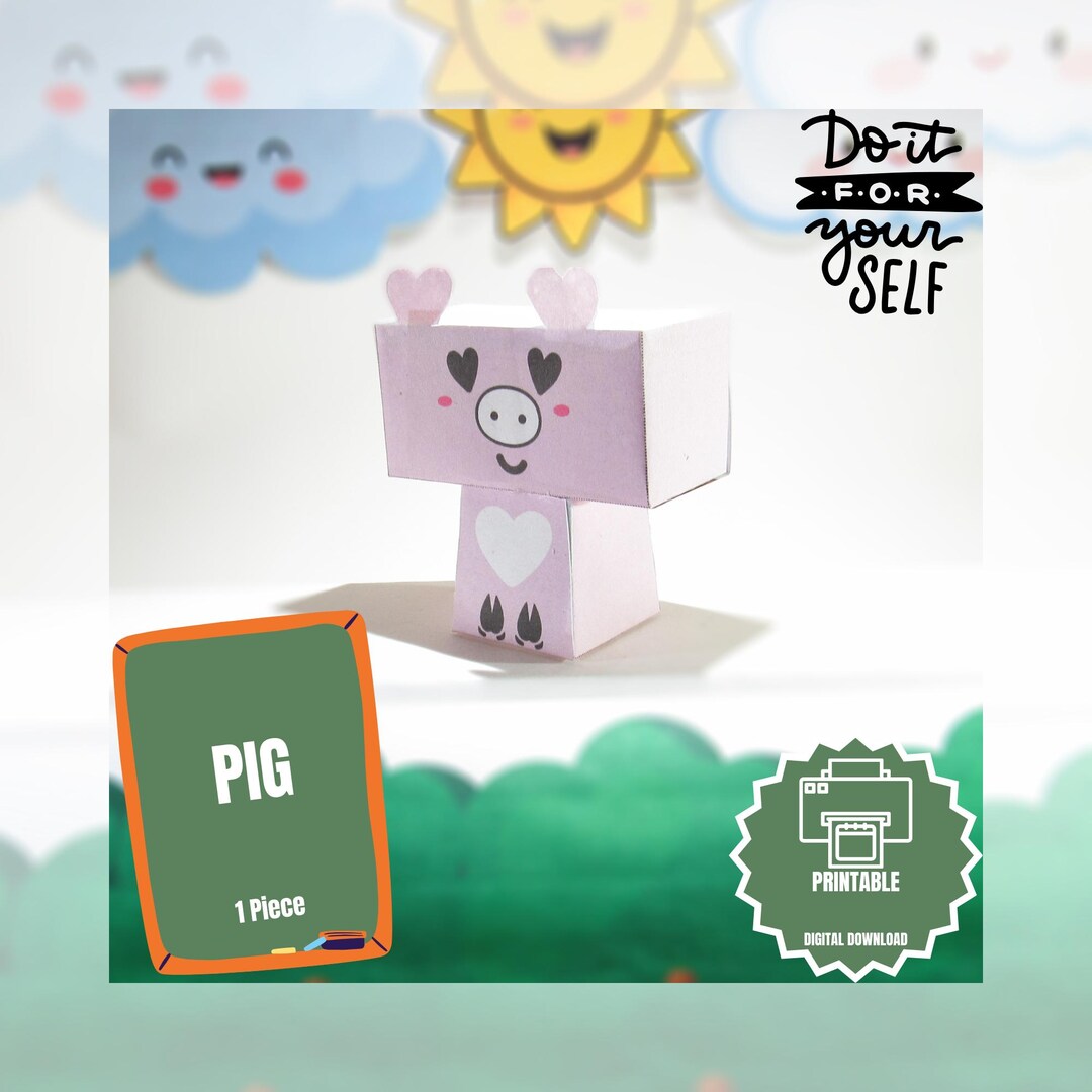 Pig Animal Paper Craft,printable Paper Craft for Kid,animal Craft ...