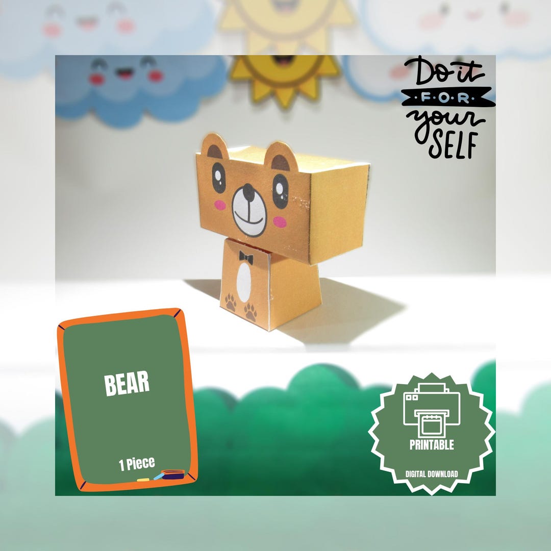 Bear Animal Paper Craft,printable Paper Craft for Kid,animal Craft ...
