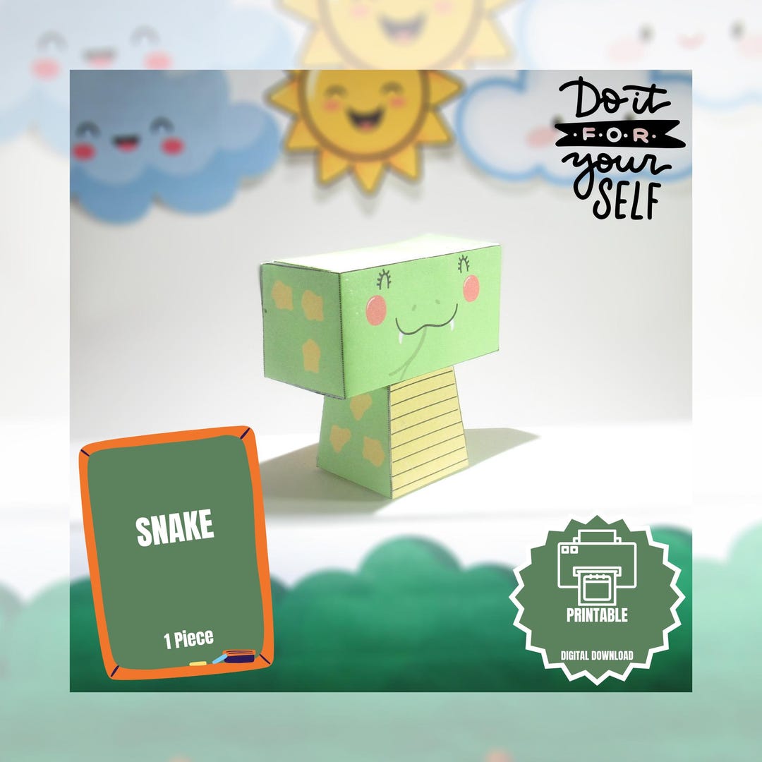 Snake Animal Paper Craft,printable Paper Craft for Kid,animal Craft ...