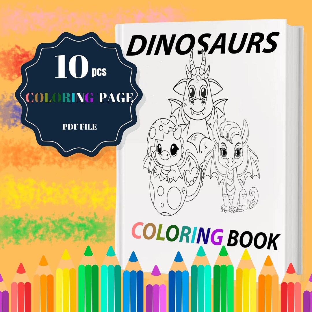 Dinosaur Vs Dragon Coloring Book Prehistoric & Fantasy Adventure | 10 ...