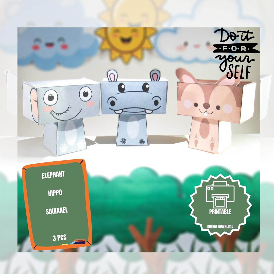 Animal Paper Pattern,animal Craft Printable Paper Model,printable ...