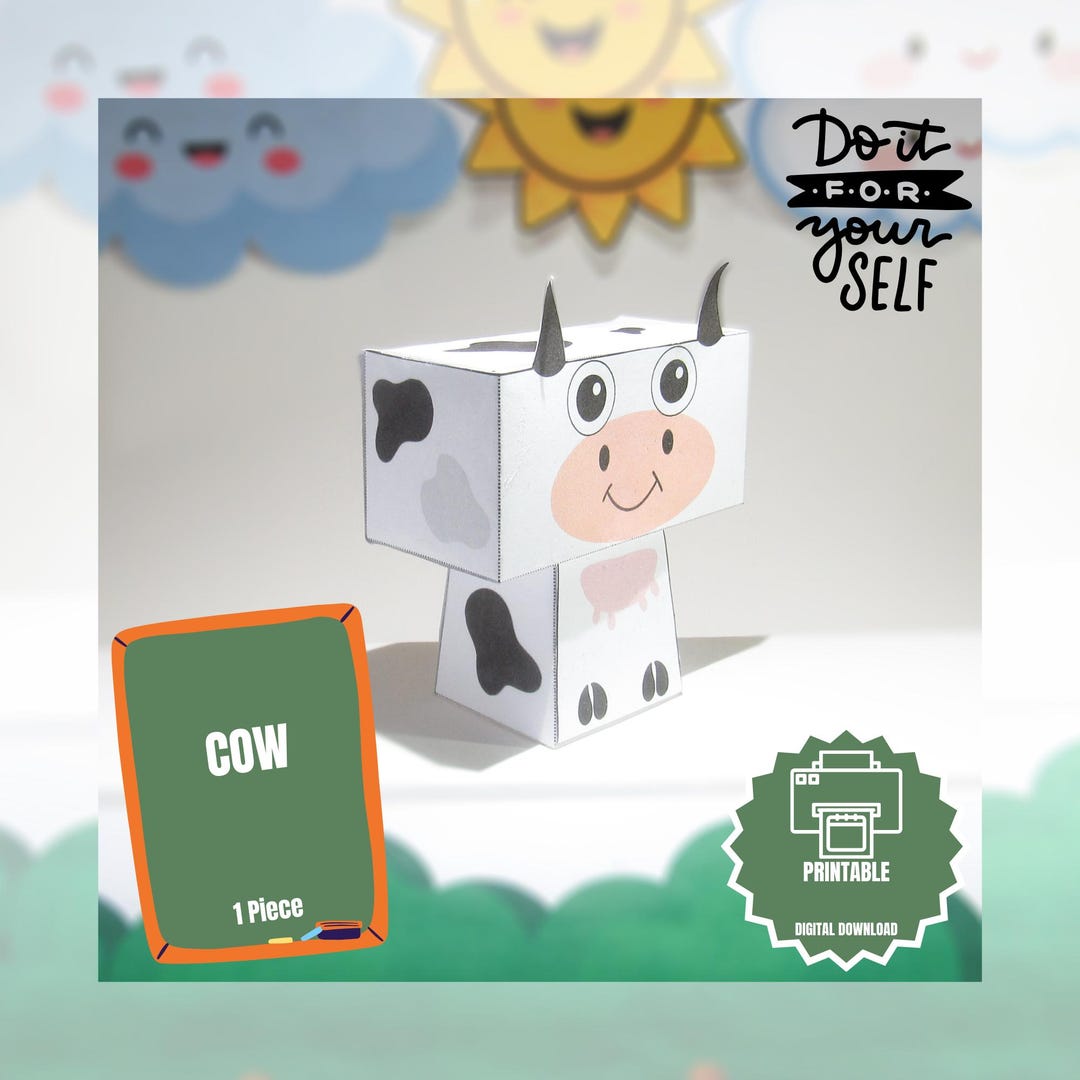 Cow Animal Paper Craft,printable Paper Craft for Kid,animal Craft ...