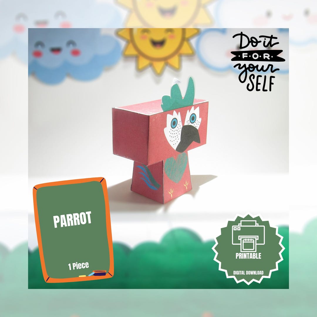 Parrot Animal Paper Craft,printable Paper Craft for Kid,animal Craft ...