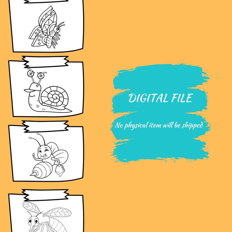 Libro para colorear de bichos e insectos: mariposas, mariquitas y abejas / 10 páginas en formato ...