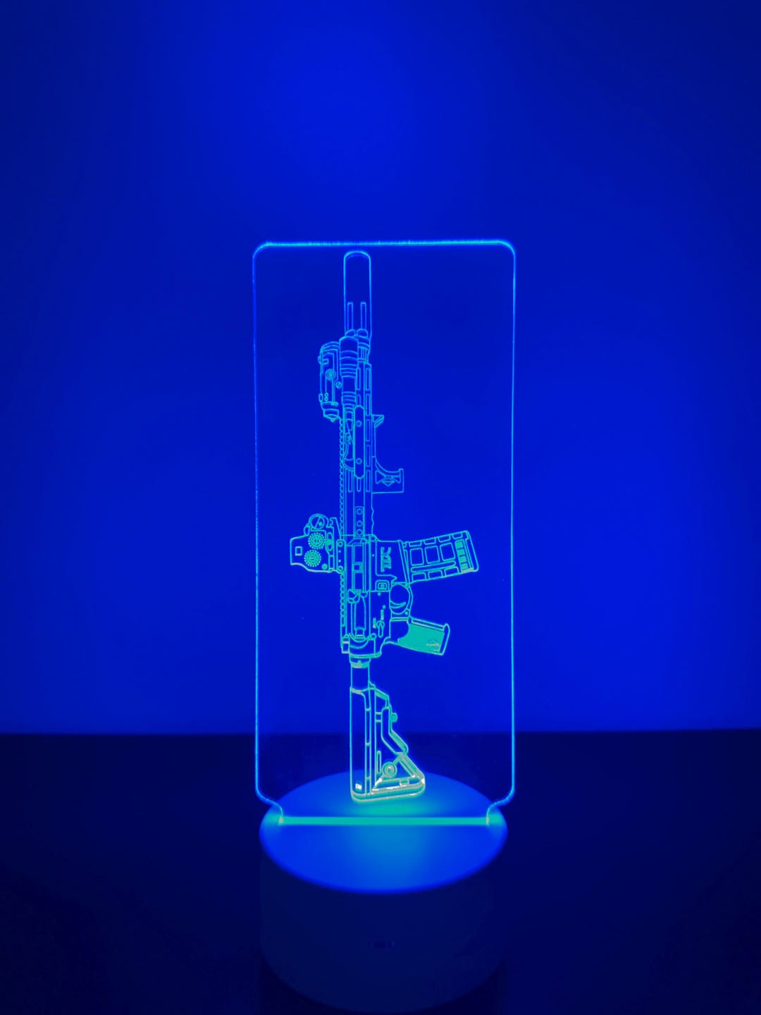 LED Lit Military Rifle Acrylic Art Laser Engraved AR-15, AK-47, M4 ...