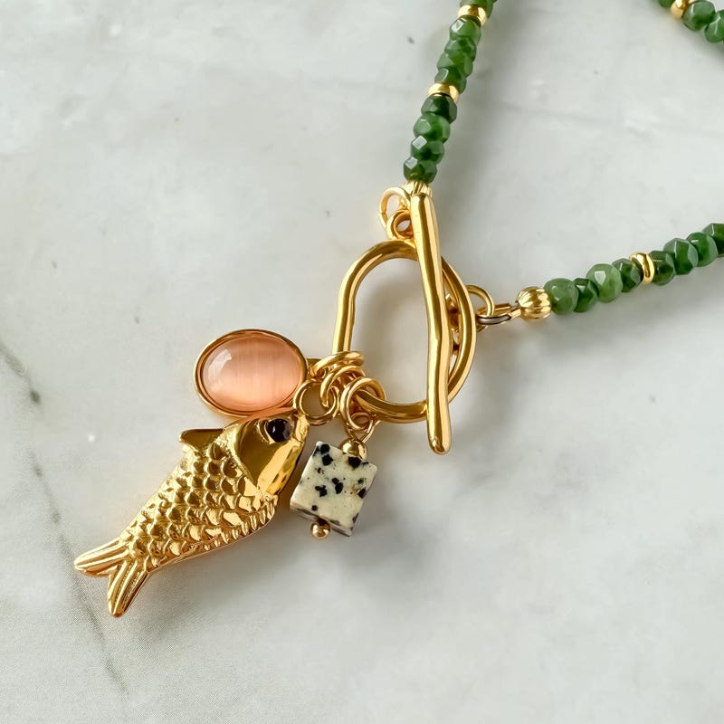 Chalcedony Fish Charm - Etsy