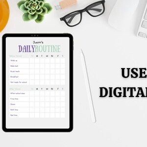 Kids' Daily Routine Chart Editable Printable PDF Instant Download ...