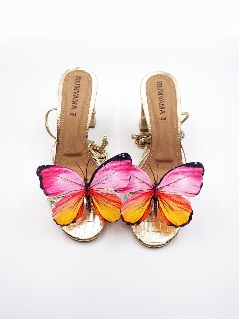 Sunset Butterfly Gold Heels - Etsy