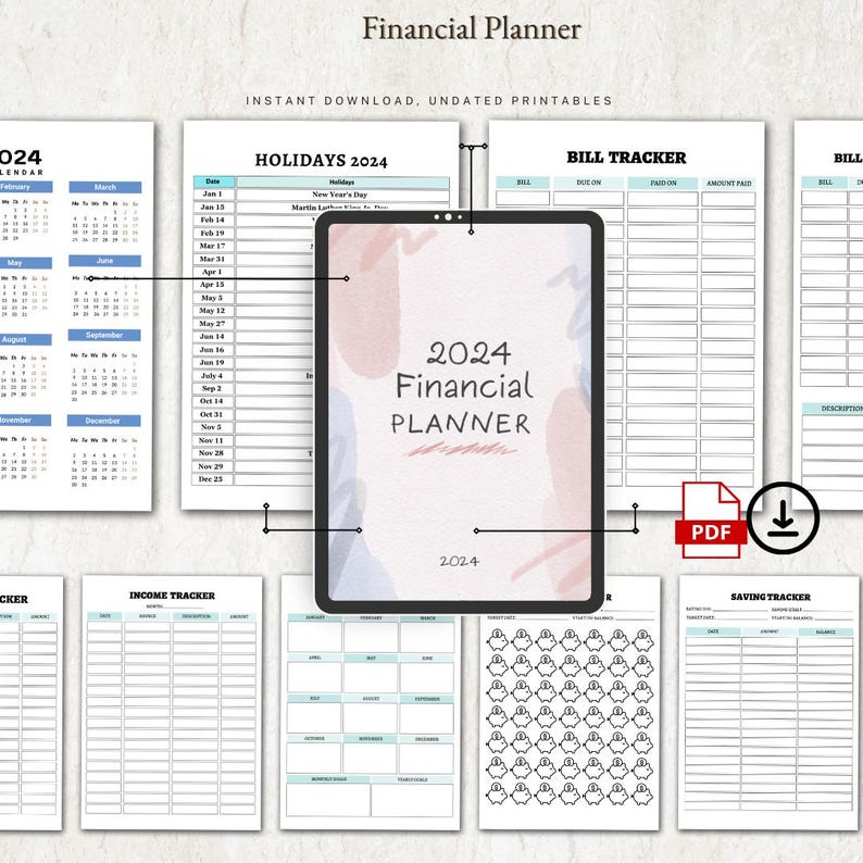Colorful Financial Planner Organizer, Budget Tracker Notebook, Money ...