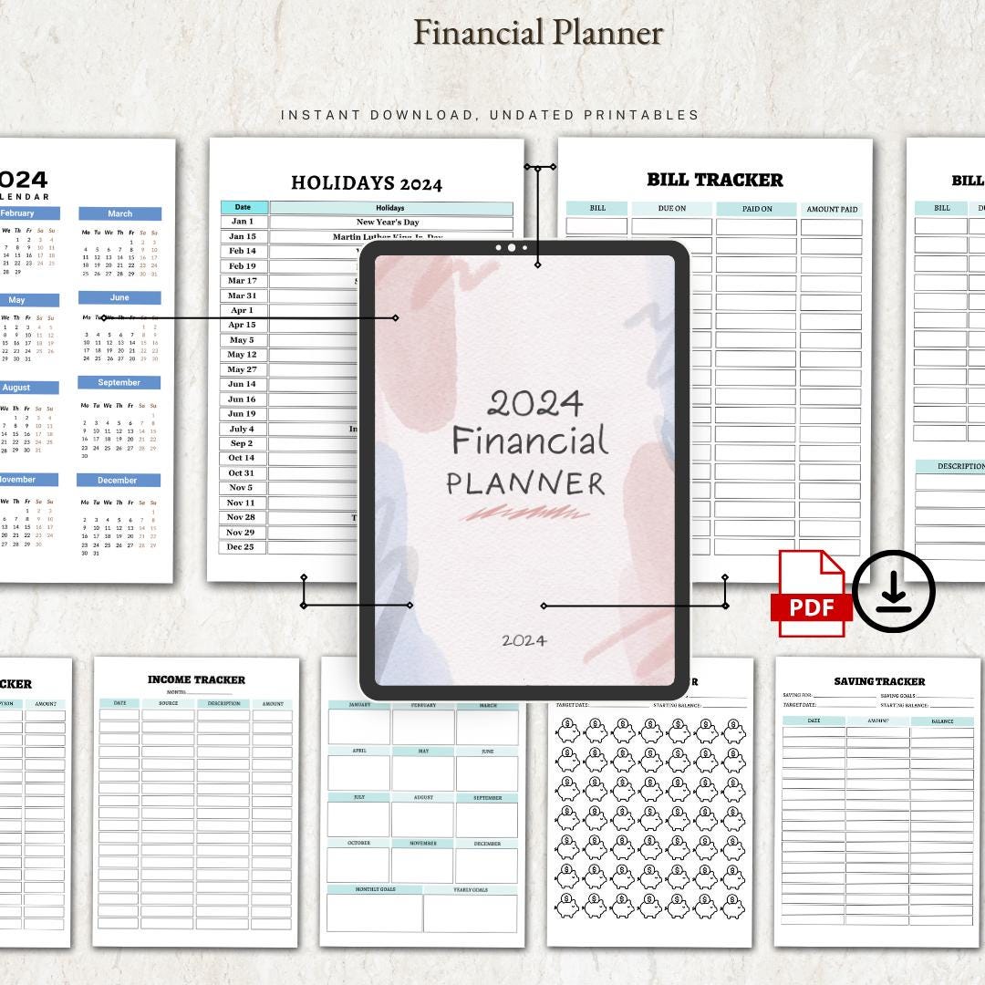 Colorful Financial Planner Organizer, Budget Tracker Notebook, Money ...