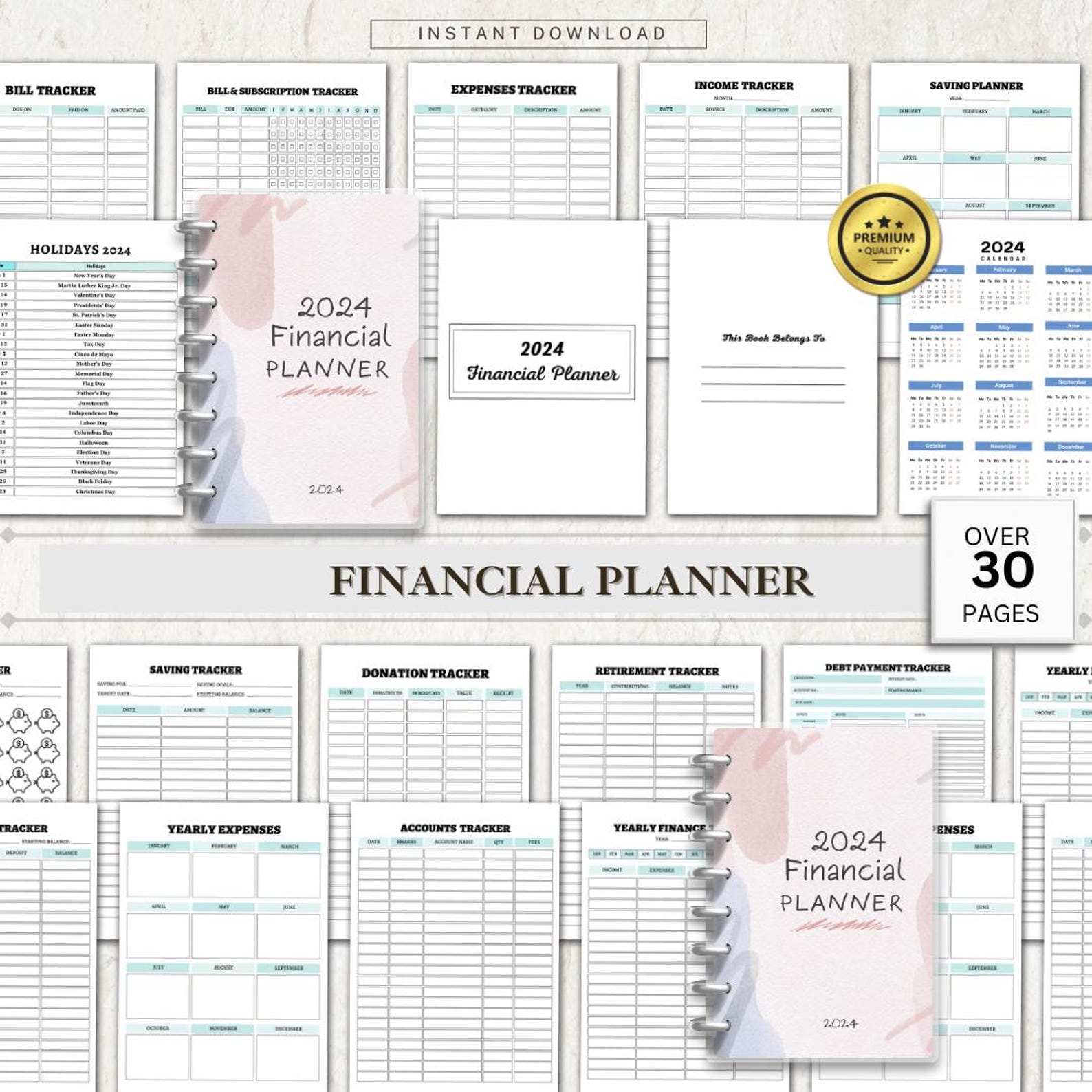Colorful Financial Planner Organizer, Budget Tracker Notebook, Money ...