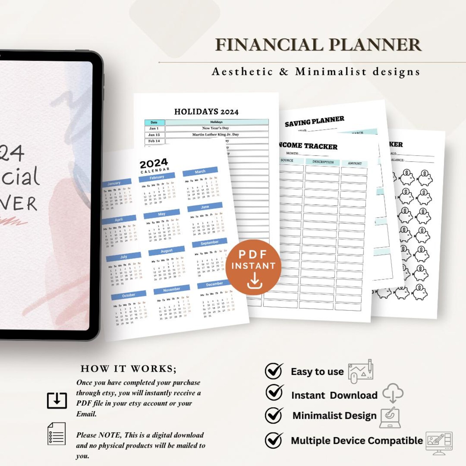 Colorful Financial Planner Organizer, Budget Tracker Notebook, Money ...