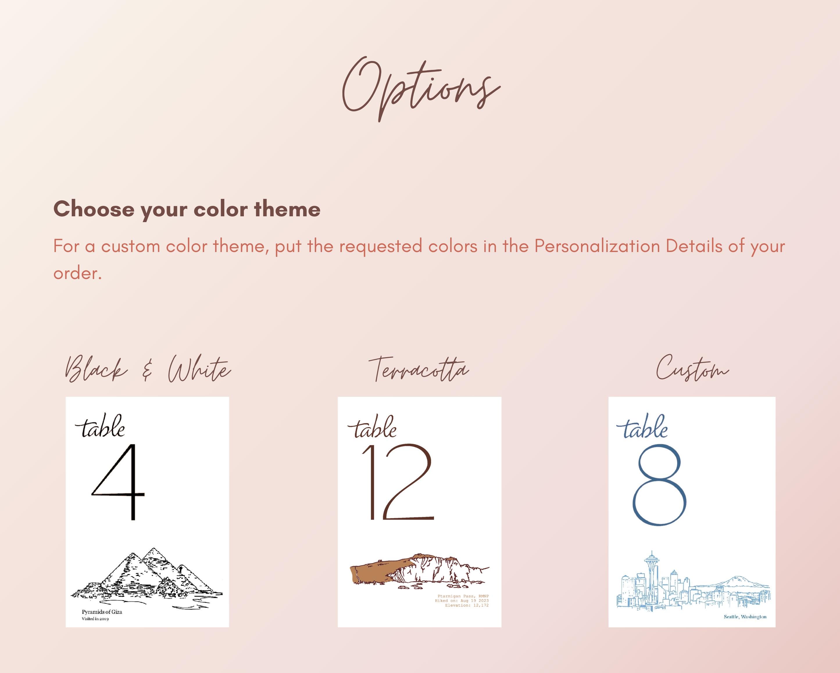 Custom Table Numbers (digital) - Mountains, Cities, Landmarks and ...