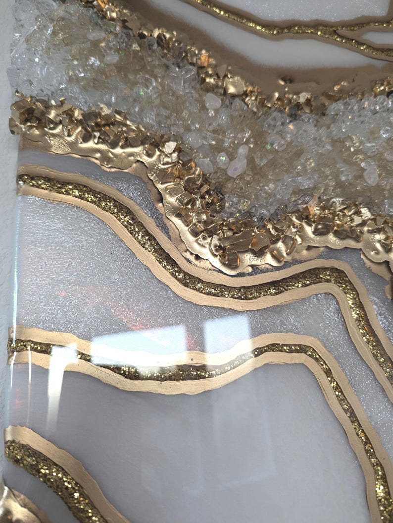 20x24 White Opal and Gold Resin Geode Art - Customizable Luxurious ...