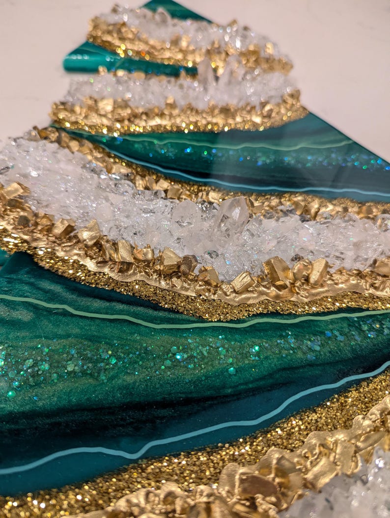 16x21 Geode Resin Christmas Tree Wall Art Luxurious Holiday Decor With ...