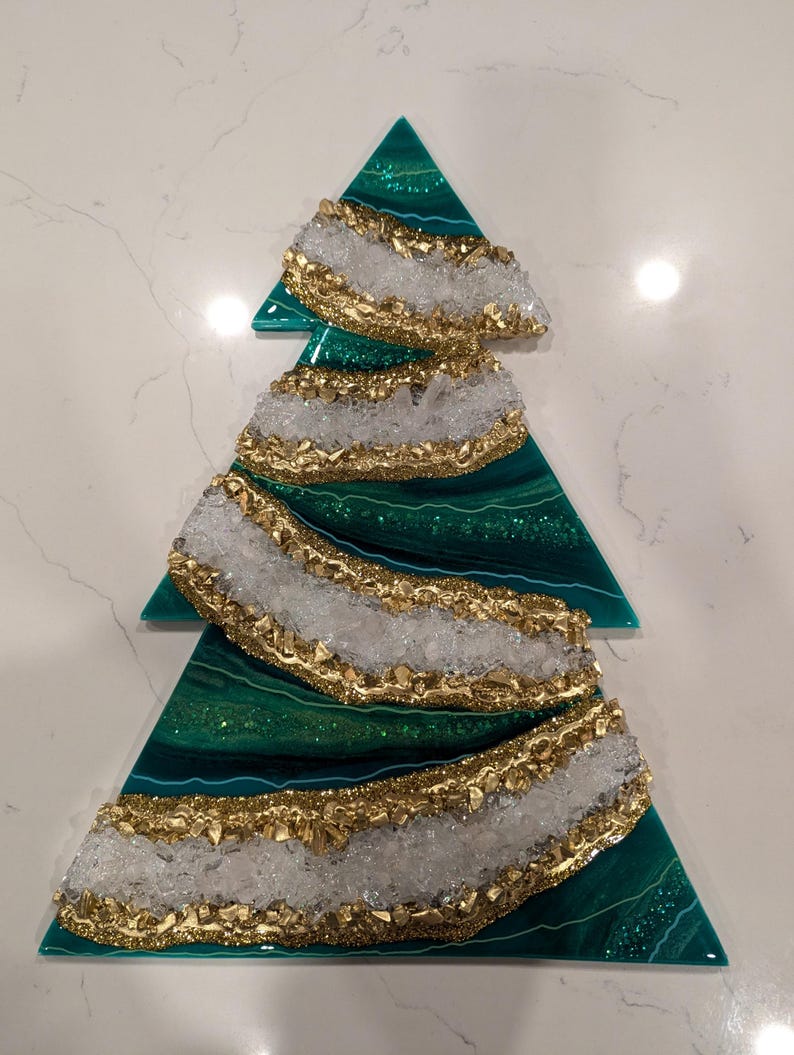 16x21 Geode Resin Christmas Tree Wall Art Luxurious Holiday Decor With ...
