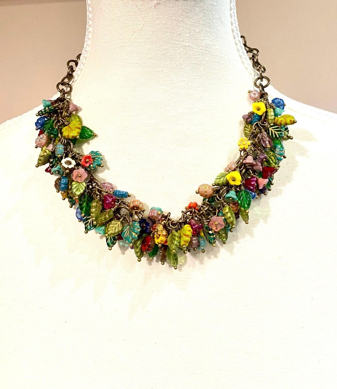 Spring Garden Necklace, Flower Floral Necklace, OOAK, Boho Bohemian ...