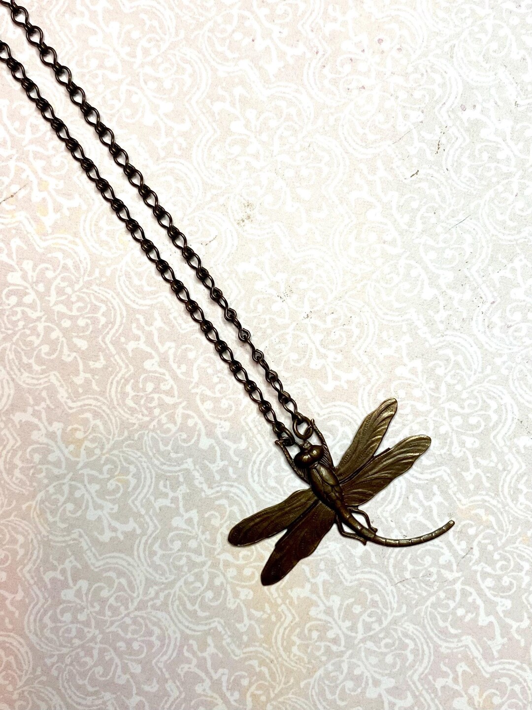 Art Deco Dragonfly Necklace, Boho Bohemian Necklace, Big Little Bird ...