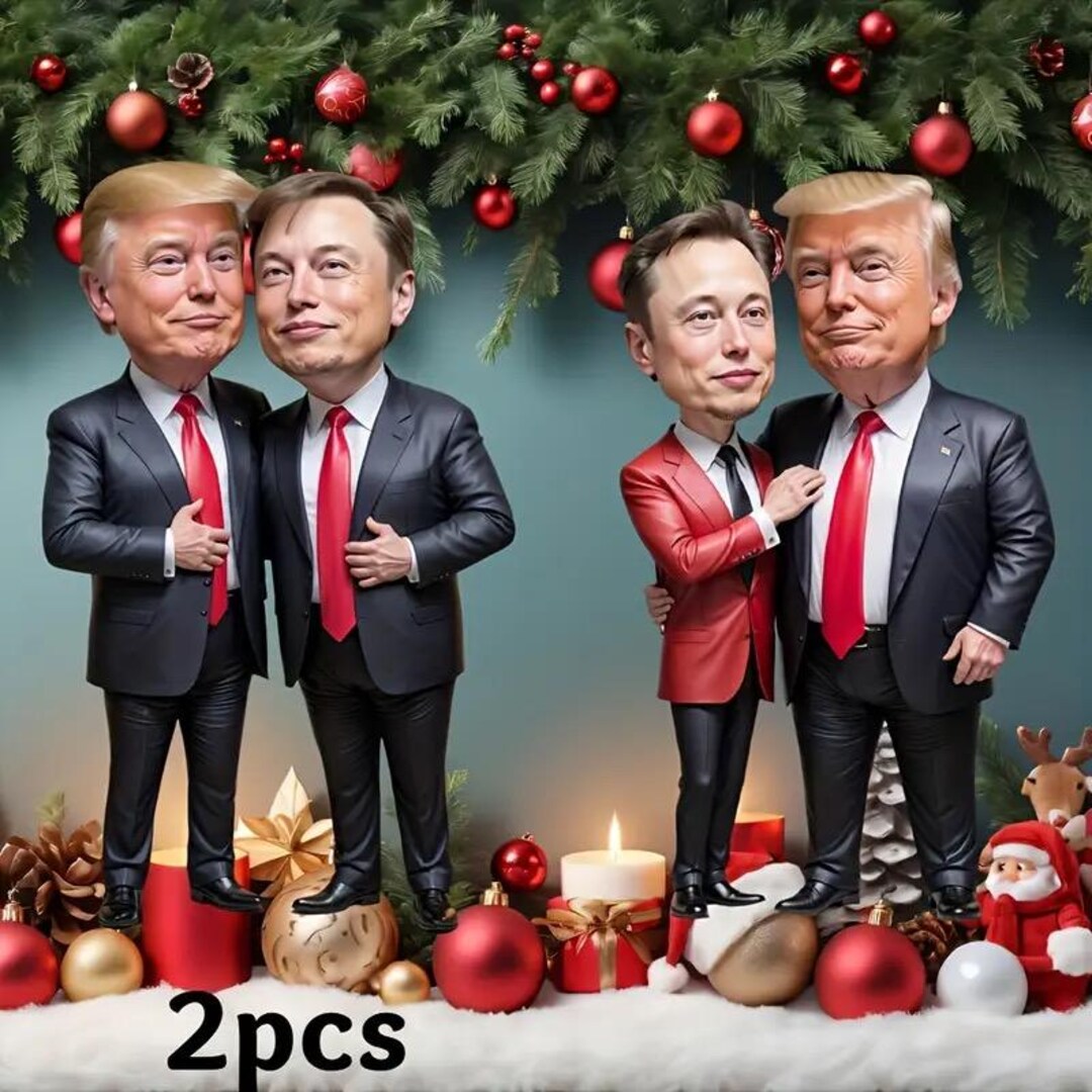 2D Trump Elon Musk Ornament Acrylic, Unique Holiday Keepsake, Political ...