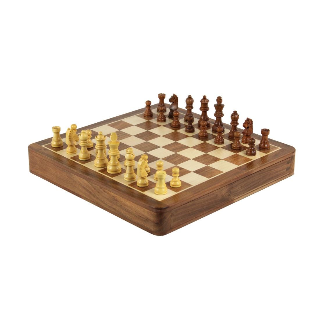 Solid Wood Sheesham Square Chess Set 14 Inch - Etsy