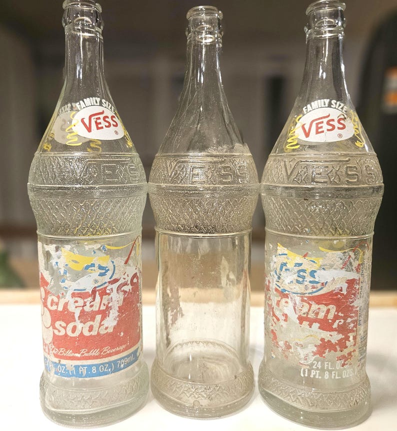 3 Vintage Vess Cream Soda Bottles, Antique, Family Size - Etsy